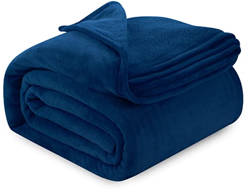 Utopia Bedding Fleece Blanket King Size Navy Lightweight Fuzzy Soft Anti-Static Microfiber Bed Blanket (90x102 Inches)