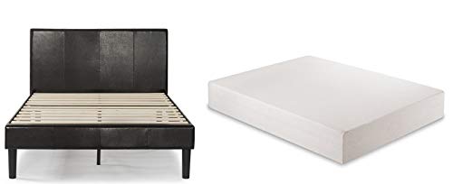 Zinus Gerard Platform, Queen, Espresso & Green Tea 12-inch Memory Foam Mattress, Queen