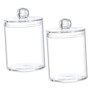 homoyoyo 2pcs box cotton ball storage box makeup storage organizer box round container with lid jewelry organizer clear desktop storage case acrylic holder toothpick case desktop box