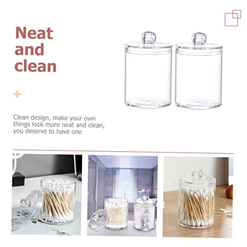 Homoyoyo 2pcs Box Cotton Ball Storage Box Makeup Storage Organizer Box Round Container with Lid Jewelry Organizer Clear Desktop Storage Case Acrylic Holder Toothpick Case Desktop Box