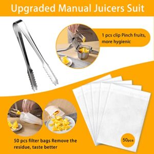 Lemon Squeezer Juicer Stainless Steel - Lime Citrus Orange Squeezer Juicer- Juicer Hand Press - Manual Juicer - Professional Fruit Juicer - Premium Quality Heavy Duty - Easy to Clean (Juicer+1+50)