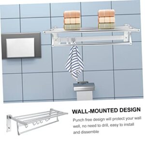 Veemoon 1 Set Towel Rack Wall Mounted Shelf Toilet Rack Metal Shelves Bath Wall Shelf Conditioner Sponge Razor Holder Kitchen Wall Shelf Wall Slippers Holder Portable Towel Rack Aluminum