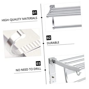 Veemoon 1 Set Towel Rack Wall Mounted Shelf Toilet Rack Metal Shelves Bath Wall Shelf Conditioner Sponge Razor Holder Kitchen Wall Shelf Wall Slippers Holder Portable Towel Rack Aluminum