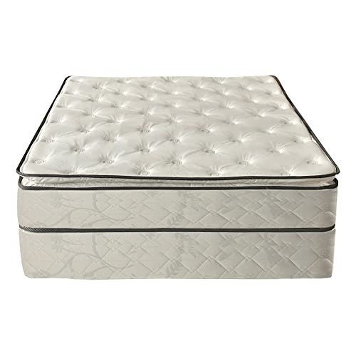 Mattress Solution, 10-Inch medium plush Pillowtop Innerspring Mattress And 4-Inch Metal Box Spring/Foundation Set, Good For The Back, No Assembly Required, Full Size 74" x 53"