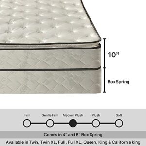 Mattress Solution, 10-Inch medium plush Pillowtop Innerspring Mattress And 4-Inch Metal Box Spring/Foundation Set, Good For The Back, No Assembly Required, Full Size 74" x 53"