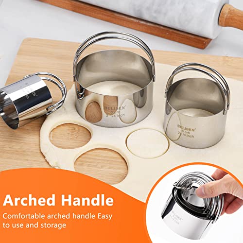 HULISEN Stainless Steel Pastry Scraper, Dough Blender & Biscuit Cutter Set (3 Pieces/ Set), Heavy Duty & Durable with Ergonomic Rubber Grip, Professional Baking Dough Tools, Gift Package