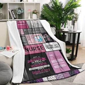 Ultra Soft Nurse Theme Blanket Microfiber Flannel Blanket Gifts for Women Nurses Warm Cozy Fuzzy Throw Blanket for Bed and Couch 40x50 Inch