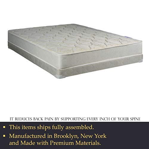 Greaton, 9-Inch Firm Innerspring Mattress with 4” Wood Box Spring, Experience Durable and Supportive Sleep, 75" x 48", Beige