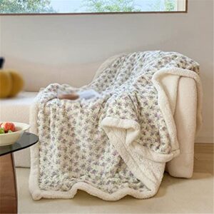 DLOETT Milk Fleece Blanket Autumn Winter Thickening Warm Lamb Fleece Office Lunch Blanket