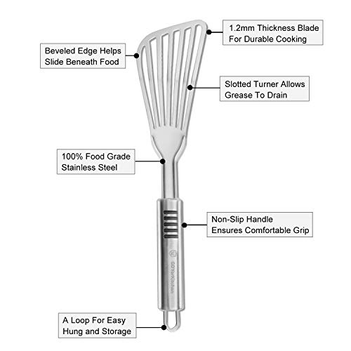 Premium Fish Spatula - Rust-Resistant Stainless Steel, Non-Slip Handle, Ideal for Grilling, Frying, Turning and Flipping Fish, Meat, Eggs, and More - Ergonomic Design for Perfect Results - Set of 2