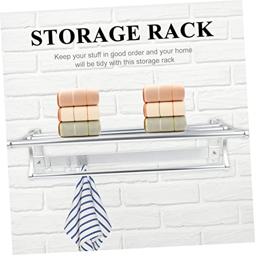 Homoyoyo 1 Set Towel Rack Wall Mounted Shelves Wall Towel Rack Wall Hanging Shelves Bath Towel Rack Shower Organizer Cosmetic Holder Aluminum Silver Toilet Towel Rack Bathroom Towel Holder