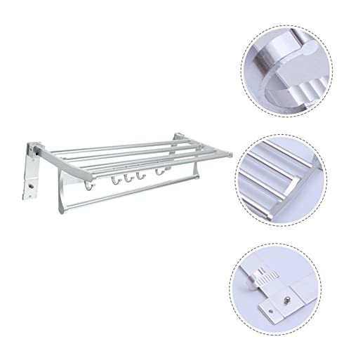 Homoyoyo 1 Set Towel Rack Wall Mounted Shelves Wall Towel Rack Wall Hanging Shelves Bath Towel Rack Shower Organizer Cosmetic Holder Aluminum Silver Toilet Towel Rack Bathroom Towel Holder