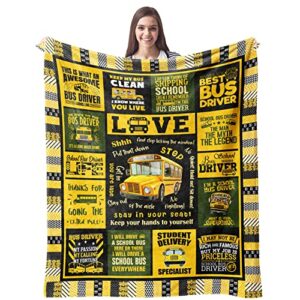 cujuyo bus driver appreciation gifts blanket 60"x50" - school bus driver gifts throw blanket - birthday graduation gifts for bus drivers blankets - back to school end of term gifts for bus driver