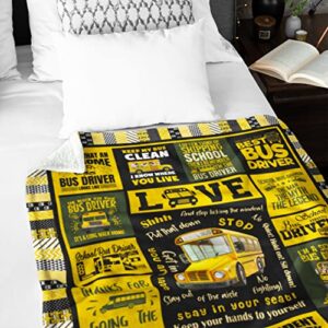 CUJUYO Bus Driver Appreciation Gifts Blanket 60"x50" - School Bus Driver Gifts Throw Blanket - Birthday Graduation Gifts for Bus Drivers Blankets - Back to School End of Term Gifts for Bus Driver