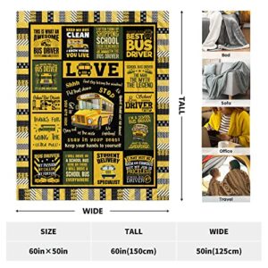 CUJUYO Bus Driver Appreciation Gifts Blanket 60"x50" - School Bus Driver Gifts Throw Blanket - Birthday Graduation Gifts for Bus Drivers Blankets - Back to School End of Term Gifts for Bus Driver