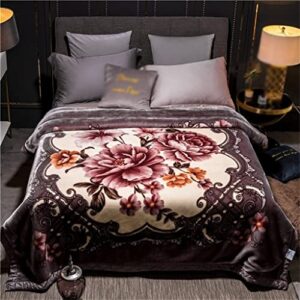 yllwh fleece sheet blanket sofa cover blanket soft warm thick bedspread rugs vintage blooming flowers printed (color : d, size : 180x220cm)