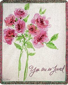 manual woodworkers & weavers tapestry throw, you are so loved, 50 x 60