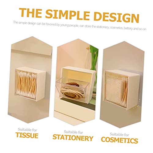 FOMIYES Box Desktop Storage Box Desktop Stand Vanity Organizer Tray Cotton Pad Container Bathroom Vanity Organizer Bathroom Canisters Makeup Pad Box Cotton Pads Box Cotton Pad Box