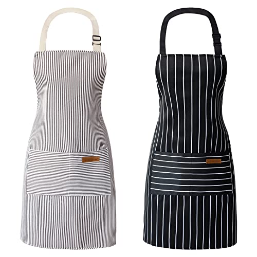 ATROPOS 2 Pcs Aprons for Women with Pockets, Aprons for Men, Womens Kitchen Apron, Cooking Apron Adjustable Bib Chef Apron(Unisex)