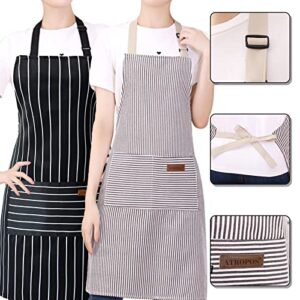 ATROPOS 2 Pcs Aprons for Women with Pockets, Aprons for Men, Womens Kitchen Apron, Cooking Apron Adjustable Bib Chef Apron(Unisex)