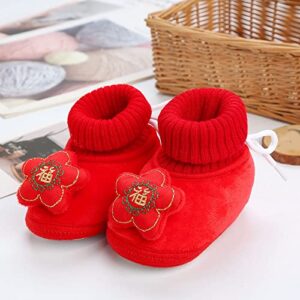 Lykmera Cotton Socks Boots Shoes for Baby Girl Boy Winter Shoes Floor Shoes Non Slip Plush Warm Elastic New Year Shoes Socks (F, 0-6 Months)