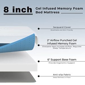 Giantex Memory Foam Mattress, 8 inch Mattress Full with Gel Infused Memory Foam for Cool Sleep & Pressure Relief, CertiPUR-US Certified, Firm Bed Mattress in a Box