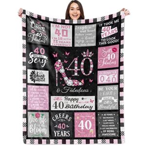 feyg 40th birthday gifts for women blanket, 40th birthday gift ideas, 40th birthday decorations women, 40 birthday blanket, gifts for 40 year old women throw blanket 60"x80"