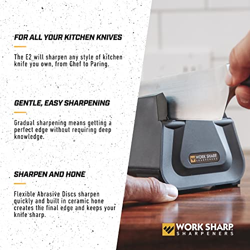 Work Sharp Electric Culinary E2 Kitchen Knife Sharpener - For Scissors, Cleavers, Nakiri, Serrated & Paring Knives