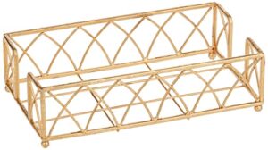 boston international arch design guest towel napkin holder caddy, 9 x 5.25-inches, gold leaf