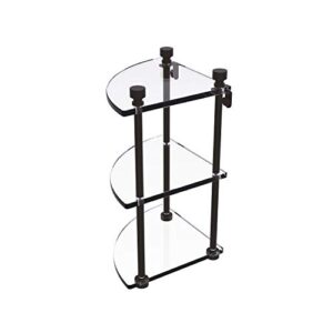 allied brass ft-6 foxtrot collection three tier corner glass shelf, oil rubbed bronze