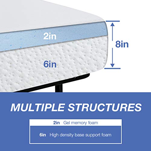 King Mattress, 8 Inch Gel Memory Foam Mattress for Cool Sleep & Pressure Relief, Medium Firm Mattresses/CertiPUR-US Certified/Bed-in-a-Box, King