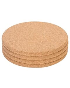 cork trivet, 4 pack high density thick cork coaster set for hot dishes, 8 inch heat resistant multifunctional cork board, hot pads for table & countertop