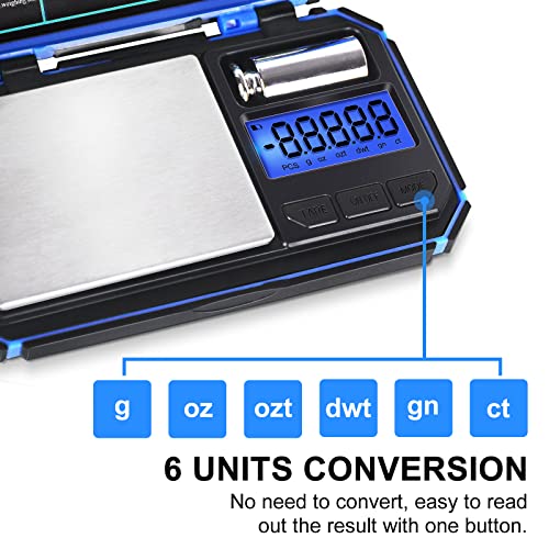 Fuzion TU-X Digital Pocket Scale, 200g/0.01g Gram Scale with 6 Units for Personal Hobbies, Small Scale for Food Ounces and Grams, Measuring Jewelry, Herb, Powder