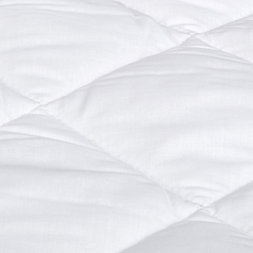 Amazon Basics Hypoallergenic Quilted Mattress Topper Pad Cover - 18 Inch Deep, King, White