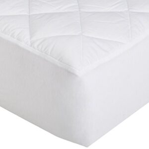 Amazon Basics Hypoallergenic Quilted Mattress Topper Pad Cover - 18 Inch Deep, King, White