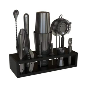 13-piece boston cocktail shaker bar set gunmetal plated bartender kit cocktail shaker set black cocktail kit with mixology bartender kit bar accessories bartending kit cocktail set with shaker