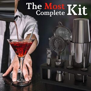 13-Piece Boston Cocktail Shaker Bar Set Gunmetal Plated Bartender Kit Cocktail Shaker Set Black Cocktail Kit with Mixology Bartender Kit Bar Accessories Bartending Kit Cocktail Set With Shaker