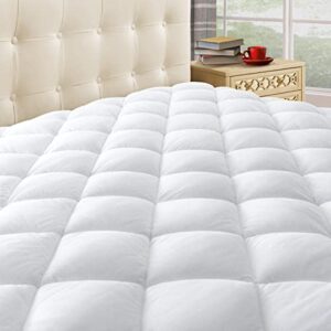 taupiri queen quilted mattress pad cover with deep pocket (8"-21"), cooling soft pillowtop bed mattress cover, white