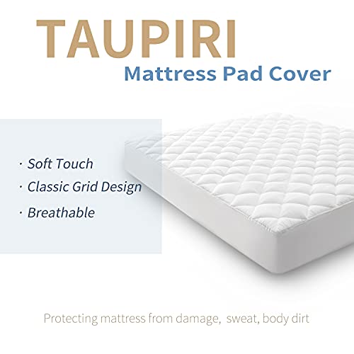 Taupiri Queen Quilted Mattress Pad Cover with Deep Pocket (8"-21"), Cooling Soft Pillowtop Bed Mattress Cover, White