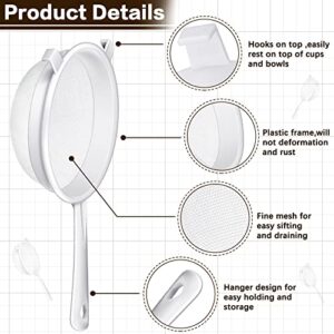 3 Pcs Plastic Nylon Mesh Strainer Colander with Handle Double Ear Fine Food Mesh Strainer Flour Sifter for Baking Kitchen Strainer Kefir Tea Juice Pasta Strainer (3 Inch, 5 Inch, 7 Inch)