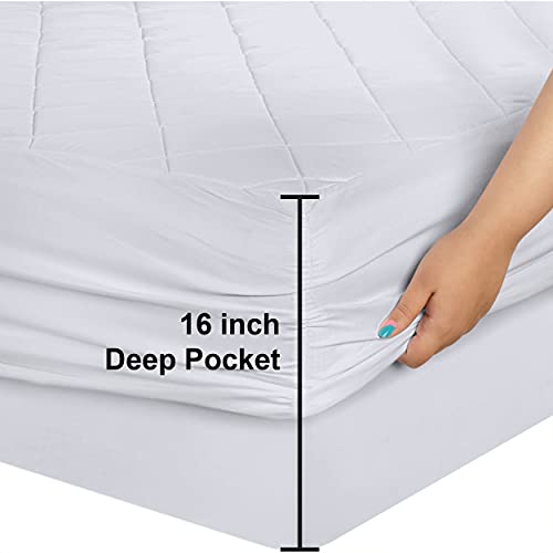 Utopia Bedding Quilted Fitted Mattress Pad (King) - Elastic Fitted Mattress Protector - Mattress Cover Stretches up to 16 Inches Deep - Machine Washable Mattress Topper