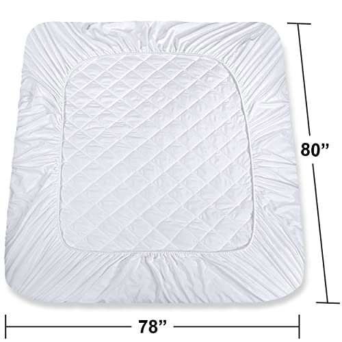 Utopia Bedding Quilted Fitted Mattress Pad (King) - Elastic Fitted Mattress Protector - Mattress Cover Stretches up to 16 Inches Deep - Machine Washable Mattress Topper