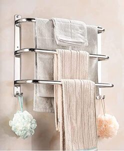 -shelf,towel rack wall towel rack, stainless steel bath towel holder,3 bars, bathroom and kitchen towel rail, silver, 40cm, waterproof and rust-proof