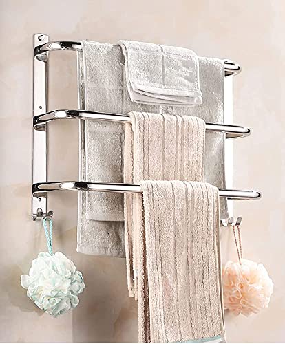 -Shelf,Towel Rack Wall Towel Rack, Stainless Steel Bath Towel Holder,3 Bars, Bathroom and Kitchen Towel Rail, Silver, 40Cm, Waterproof and Rust-Proof