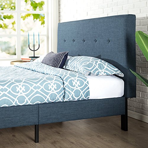 Zinus Omkaram Upholstered Platform Bed with Wood Slat Support, Full & 10 Inch Gel-Infused Green Tea Memory Foam Mattress, Full