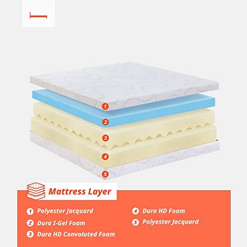 PrimaSleep 7 Inch Memory Foam Mattress, I-Gel, Tight Top, Cool (Full)