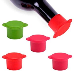 wine stoppers - silicone wine bottle caps - reusable and unbreakable sealer covers - beverage corks to keep wine fresh for days with air-tight seal - set of 5