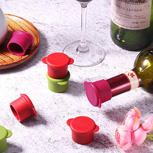 Wine Stoppers - Silicone Wine Bottle Caps - Reusable and Unbreakable Sealer Covers - Beverage Corks to Keep Wine Fresh for Days with Air-Tight Seal - Set of 5