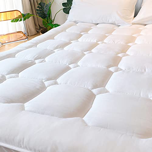 UNILIBRA Twin XL Size Bamboo Mattress Pad Cooling, Quilted Fitted Mattress Protector Pillow Top Extra Long Mattress Cover with Deep Pocket Up to 19 Inches, Ultra Soft Filling Mattress Pad