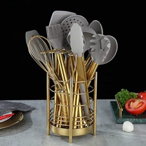 Gold Kitchen Utensils Set, Berglander 38 Pieces Non-stick Silicone Cooking Utensils Set, Kitchen Tools Set, Spoon Spatula Set With Sturdy Stainless Steel Utensil Holder, Dishwasher Safe